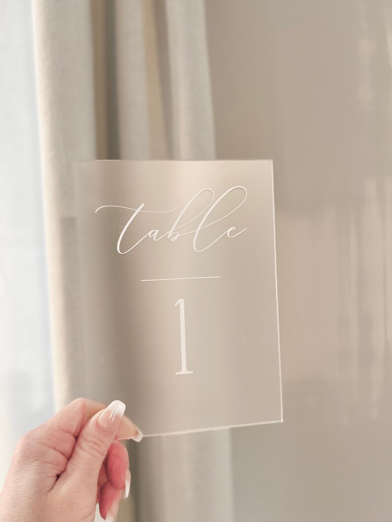 Frosted Table Numbers WITH STAND Acrylic Wedding and - Etsy