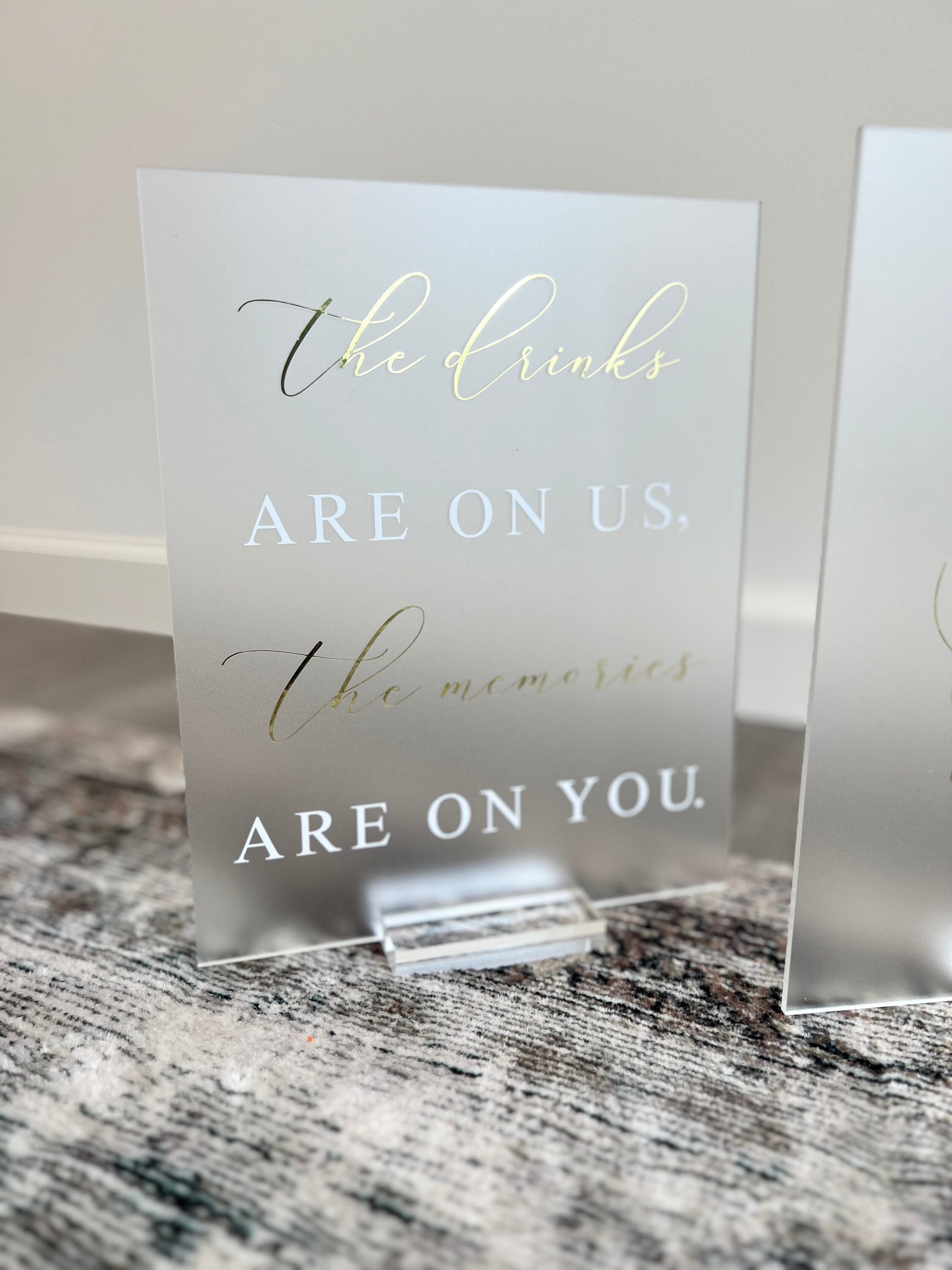 Set of 5 Frosted Acrylic Wedding Signs WITH STANDS Modern - Etsy