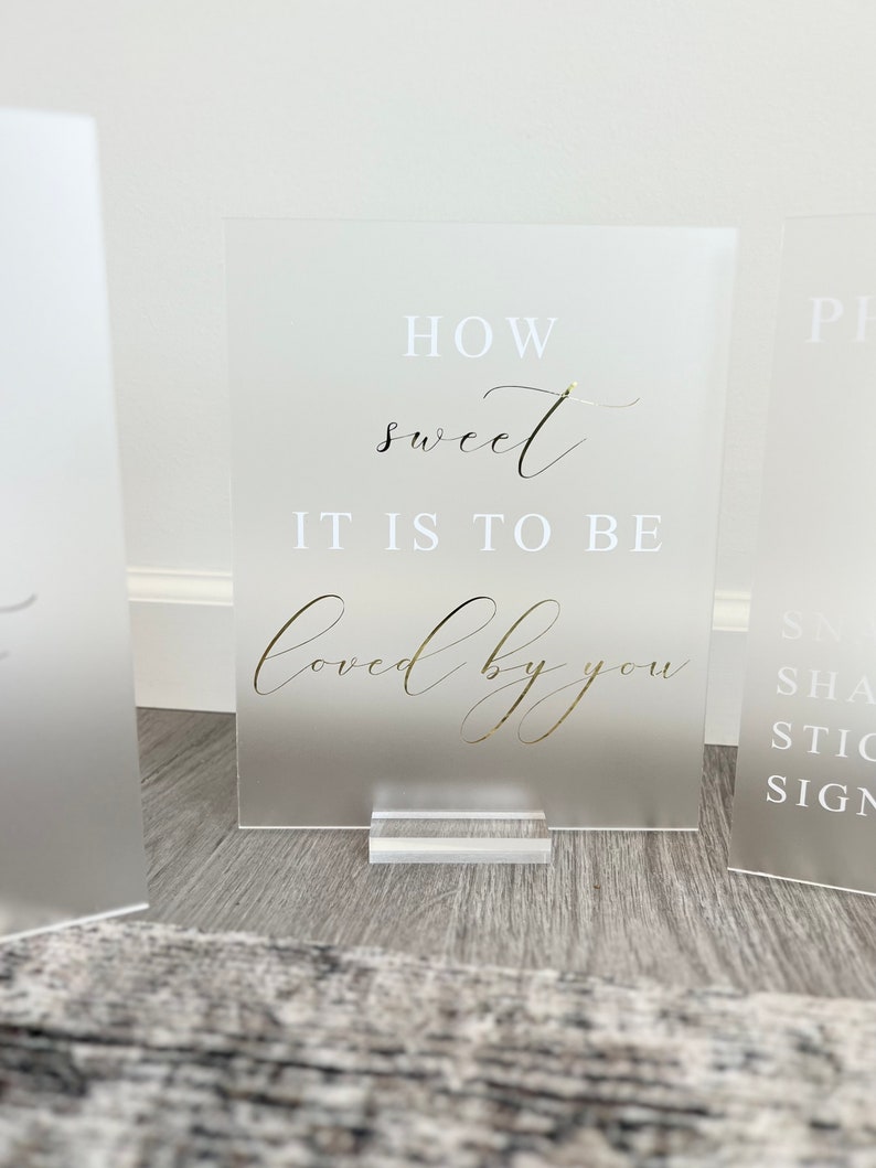 Set of 5 Frosted Acrylic Wedding Signs WITH STANDS Modern - Etsy