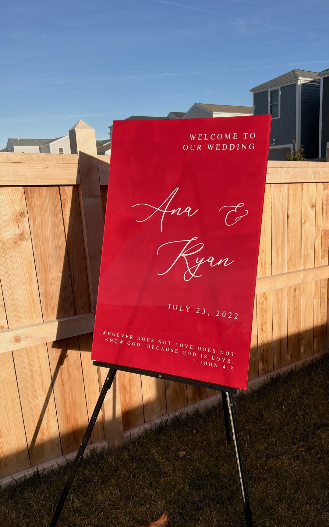Acrylic Welcome Wedding Sign With Custom Bible Verse - Wedding Decor ...