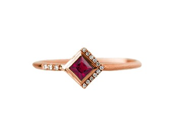 Princess Cut Ruby Ring - Etsy