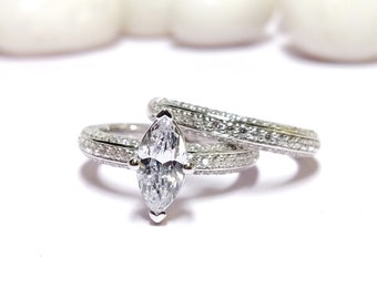 Marquise Wedding Ring Set - Etsy
