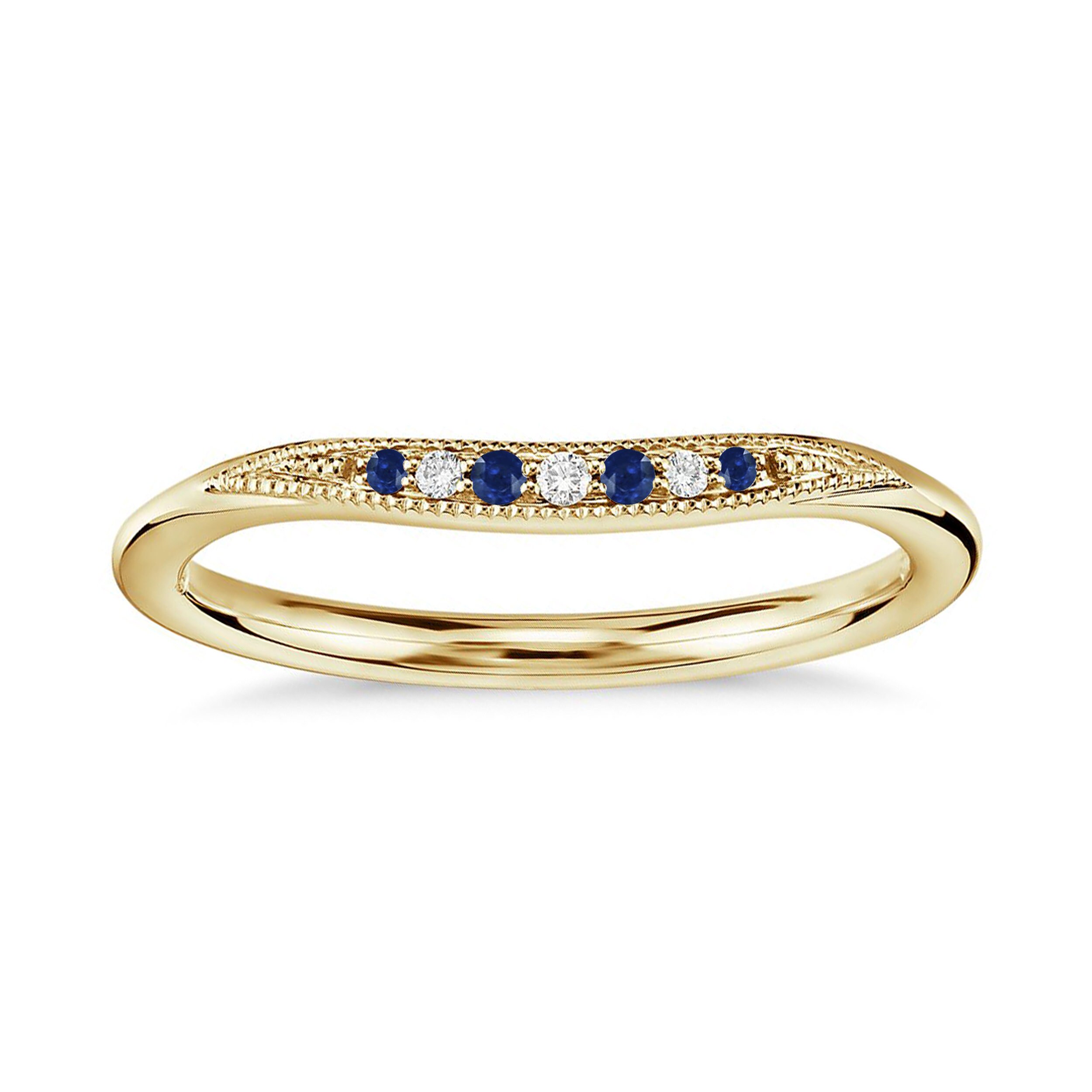Sapphire Curved Band Ring - Etsy
