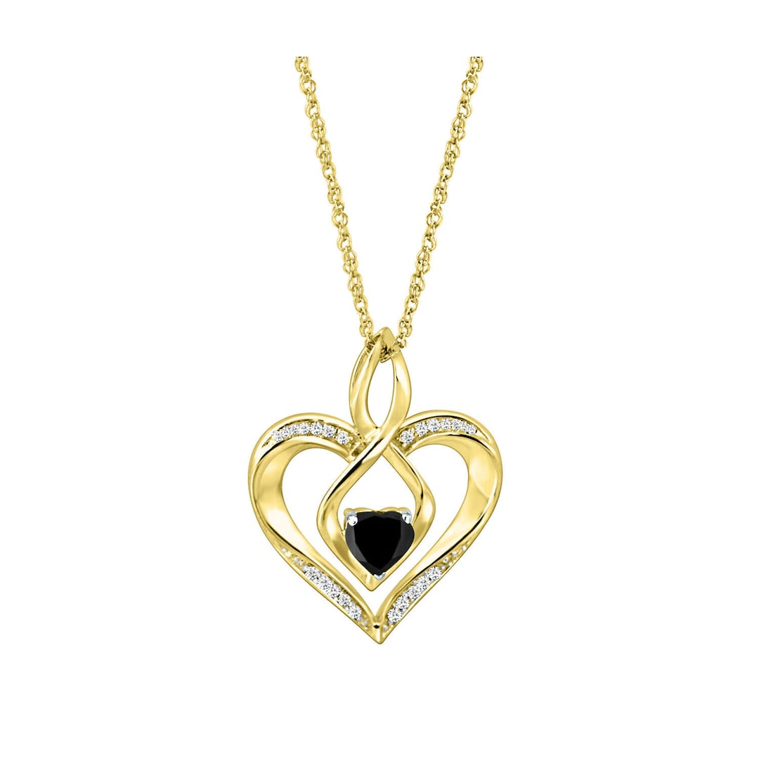 Heart Shaped Black Diamond Necklace for Women 14K Gold - Etsy