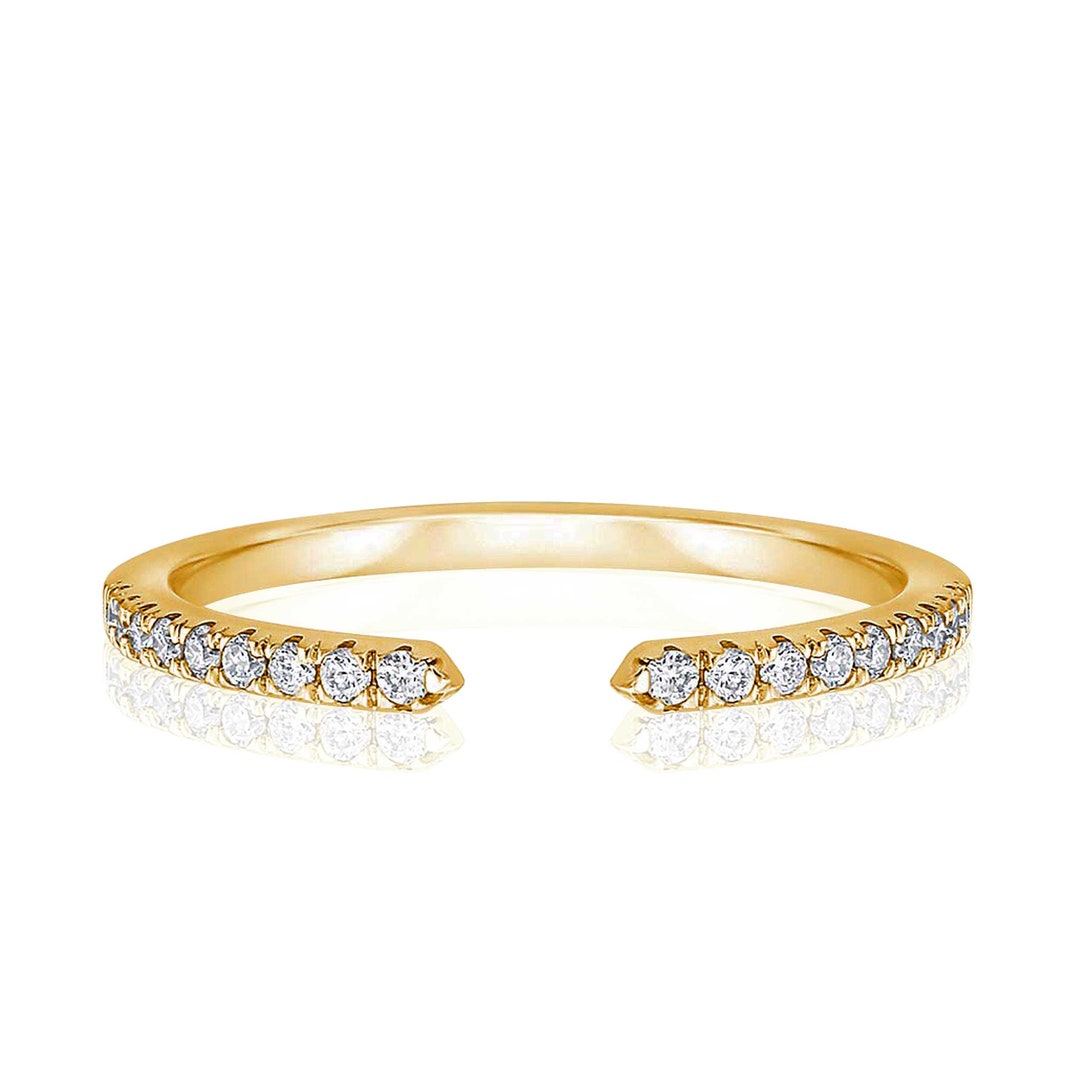 Diamond Open Wedding Band 14K Gold Finish Round Cut Diamond - Etsy