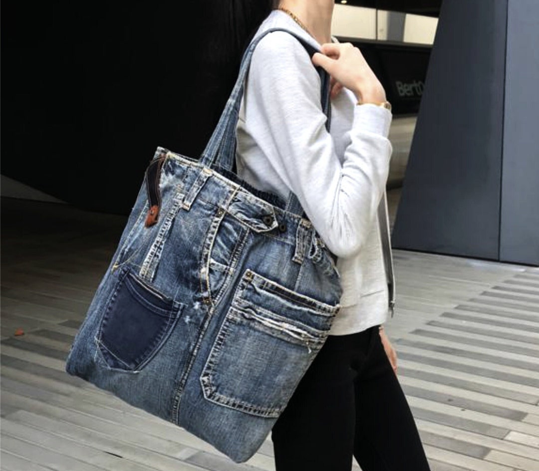 Shoulder Denim Large Tote Bag for Man/woman Handmade Recycled - Etsy