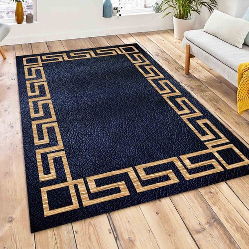 Border Carpet Rug Greece Greek Key Carpet Navy Blue Carpet - Etsy