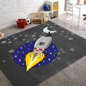 Kids Personalized Rug Rocket Rug Boy Rugs Customized Rug - Etsy