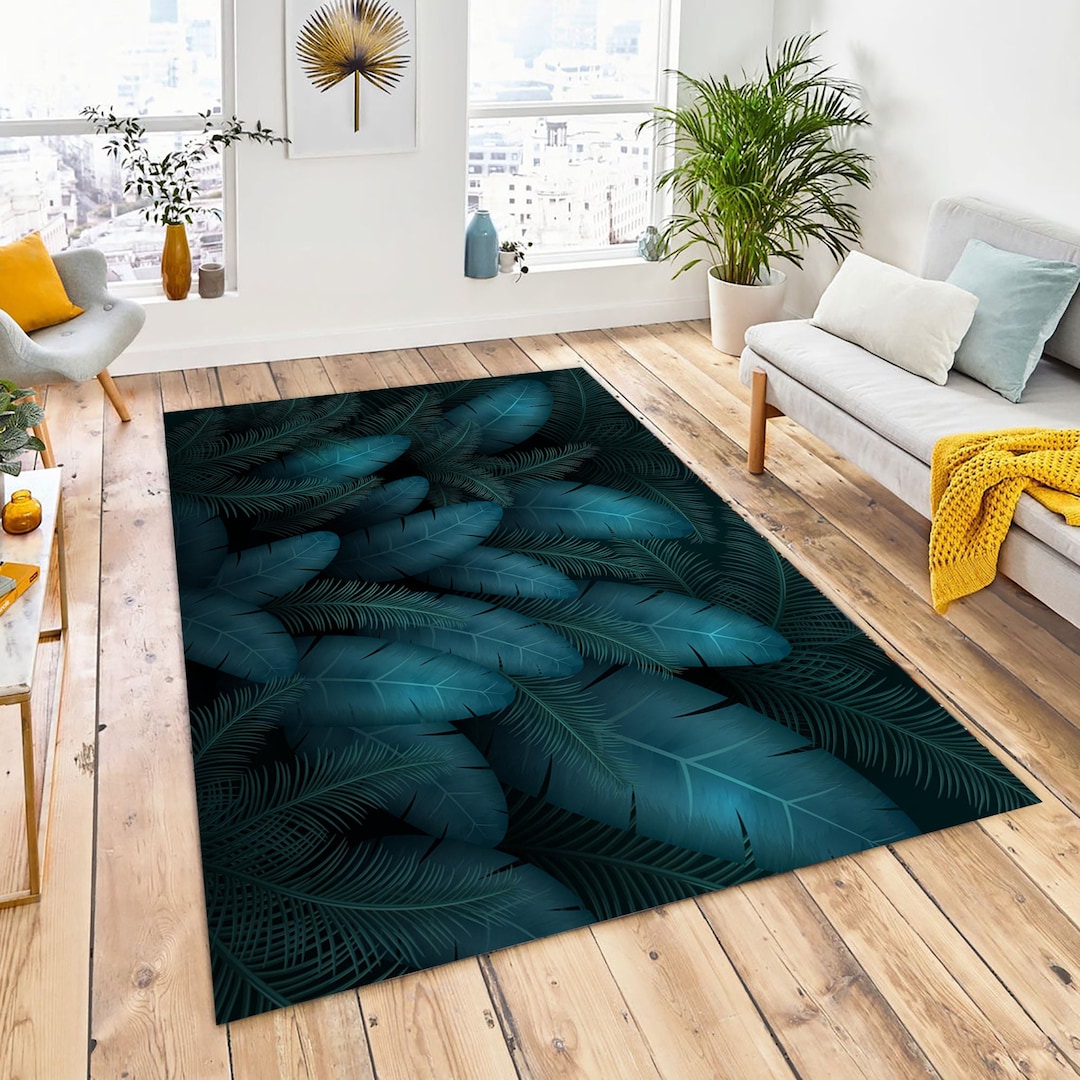 Tropical Leaves, Palm Leaf Rugs, Banana Leaves Area Rug, Area Rug ...