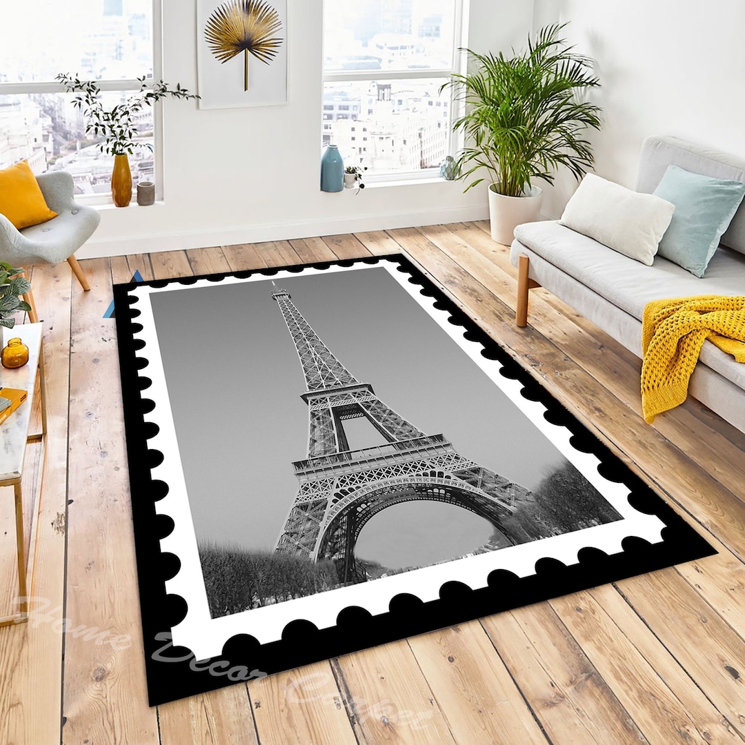 Paris Personalized Area Rug - Black and Pink Paris Area Rug - Eiffel ...