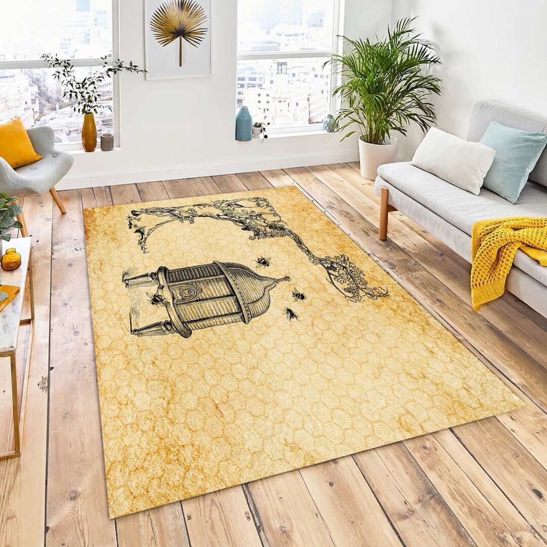 Bees Area Rug: Honeycomb Pattern Floor Mat - Etsy