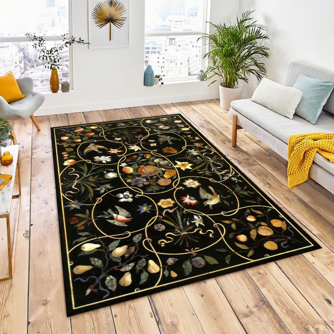 Bird Rug, Ivy Patter Rug,jungle With Exotic Birds, Flower Rug Tropical ...