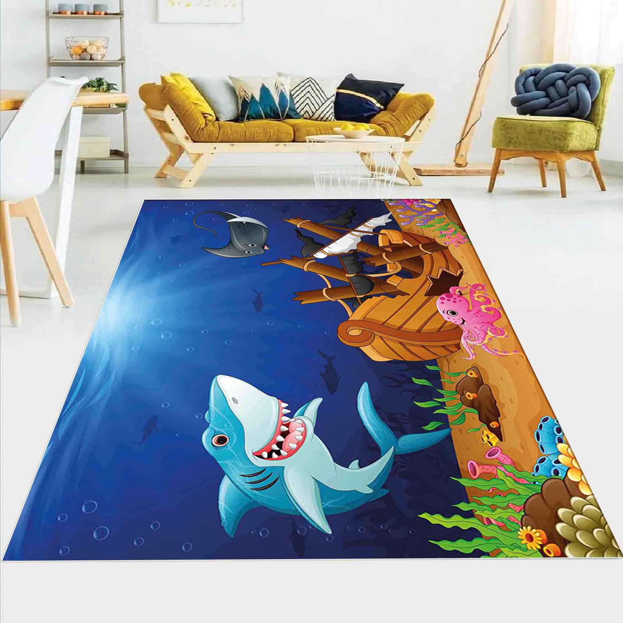 Shark Bath Mat Shark Ocean Theme Nautical Decor Jaws Shower | Etsy