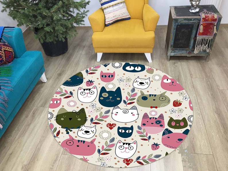 CAT RUG Kids' Room Area Rug Cute Nursery Rug Cat Rug - Etsy