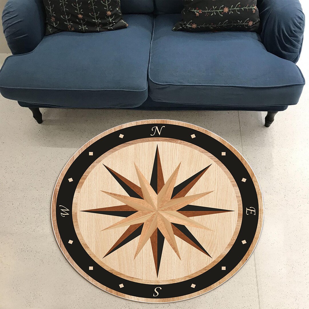 Compass Rug, Compass Round Rug, Compass Medallion Rug,round Rug, Modern ...