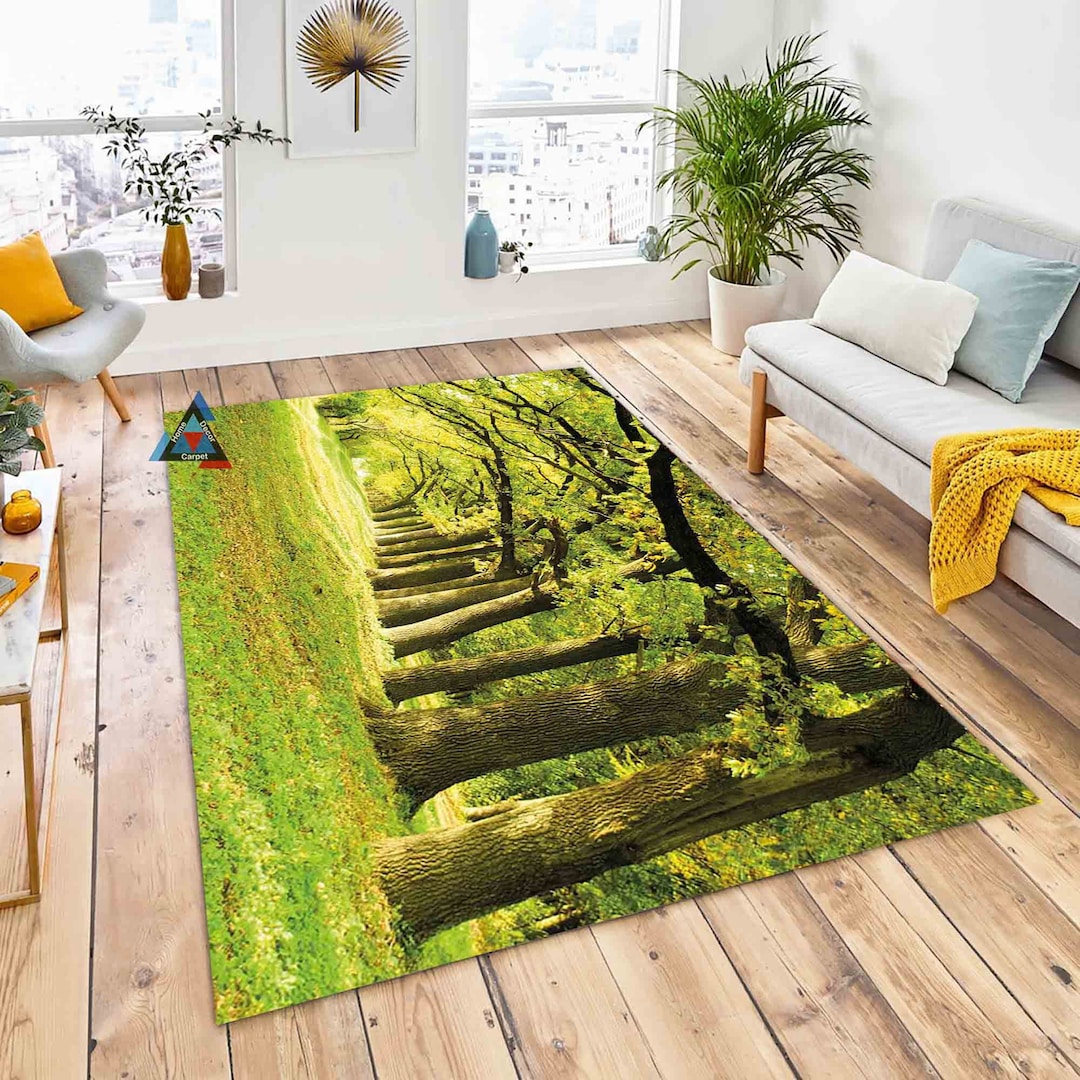 Green Trees Area Rug, Pine Trees Green Area Rug, Modern Area Rug ...