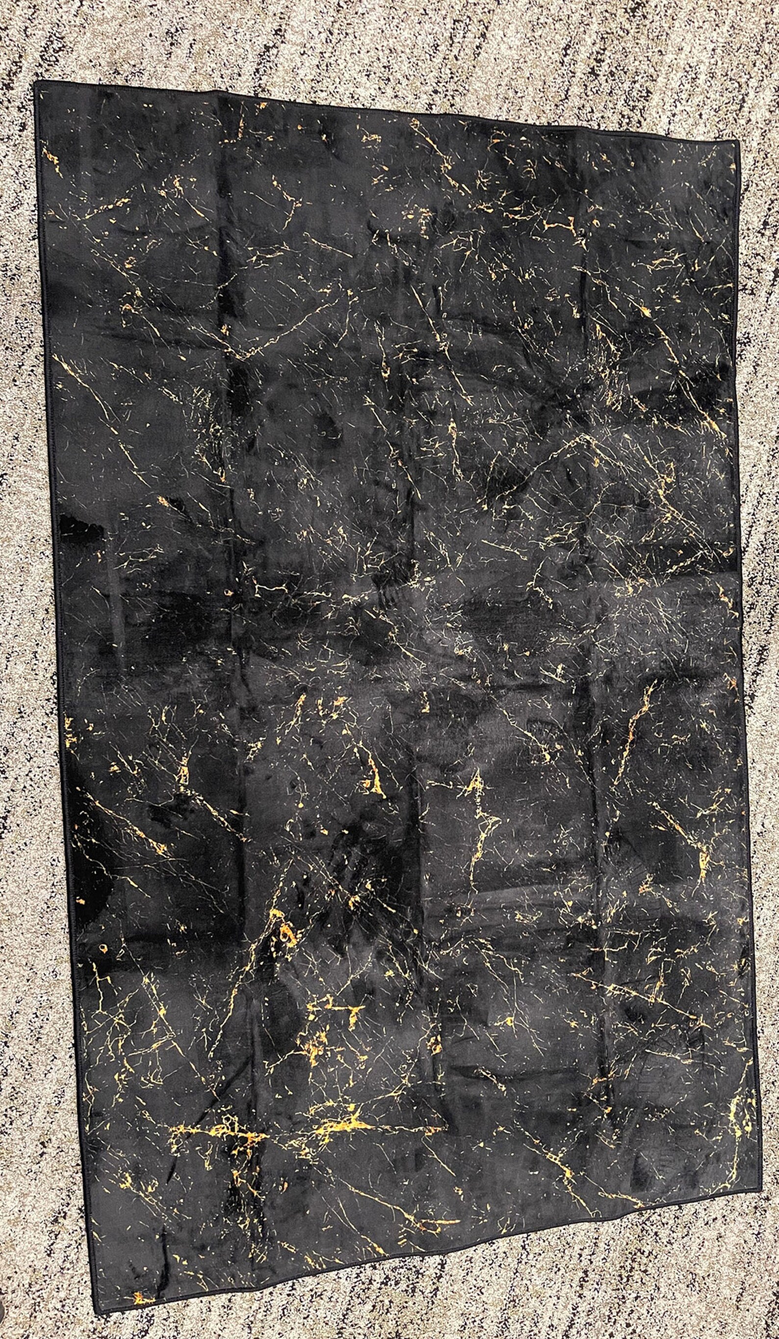 Marble Pattern Rug Black and Gold Marble Texture Rug Area Rug - Etsy