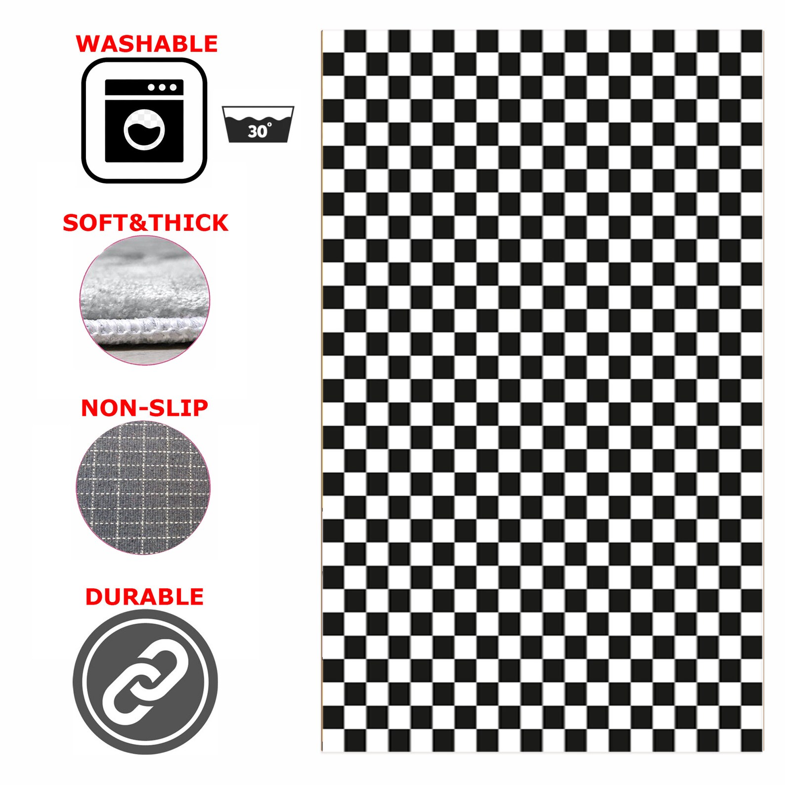 Checkered Design Rugs Black White Rug Checkers Design Rug - Etsy