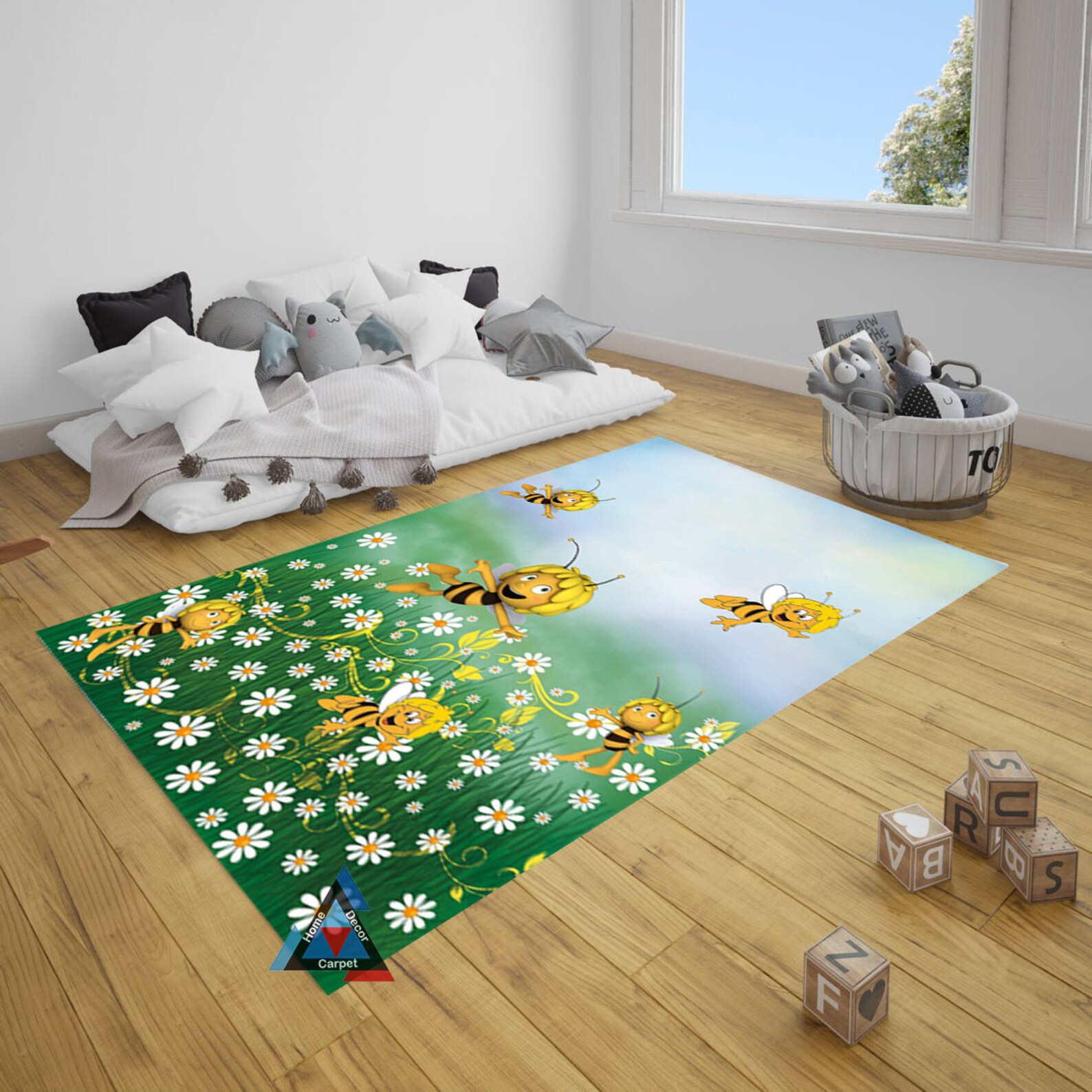 Cute Bee Honeybee Kids Playmat Beehive Area Rugs | Etsy