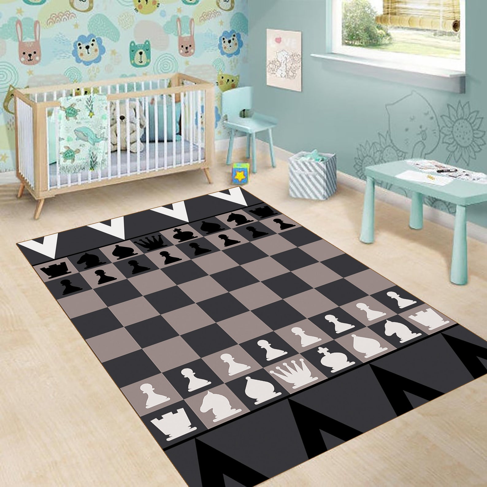 Chess Board Carpet Games Non-slip Soft Rug Black and White - Etsy