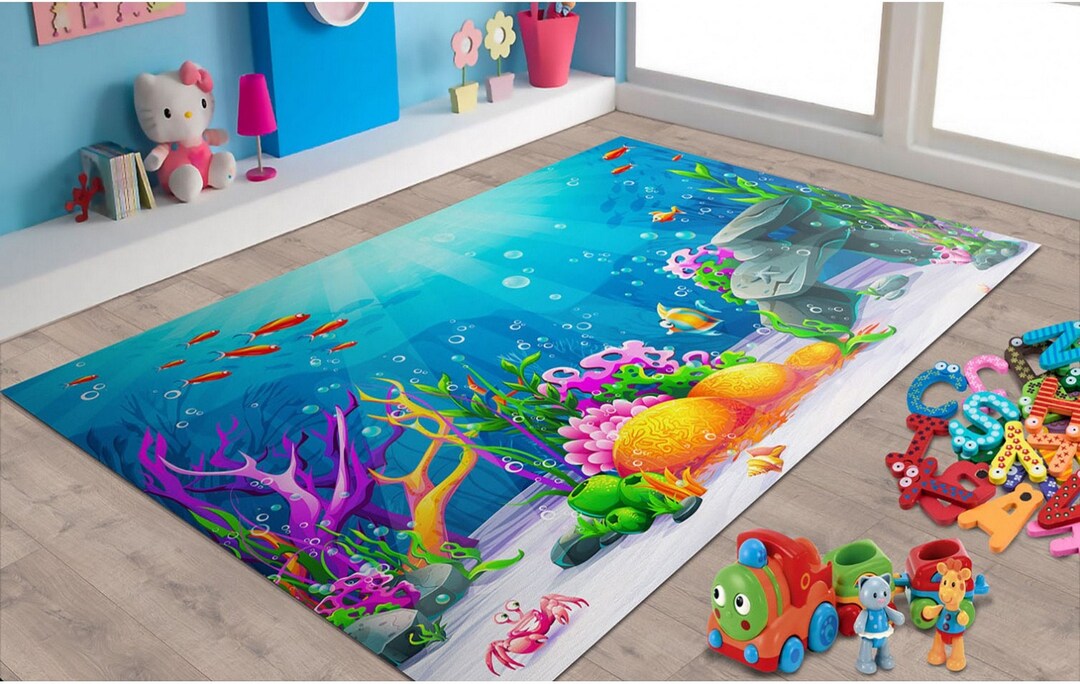 Tropical Fish Kids Rug: Underwater Coral Reef Decor - Etsy