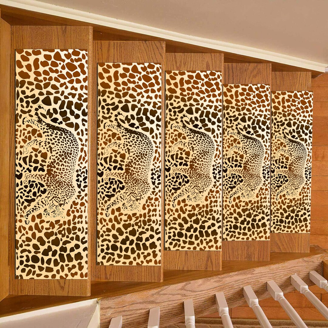 Leopard Stair Tread, Stair Tread Rug, Non Slip, Thick, Stair Step ...