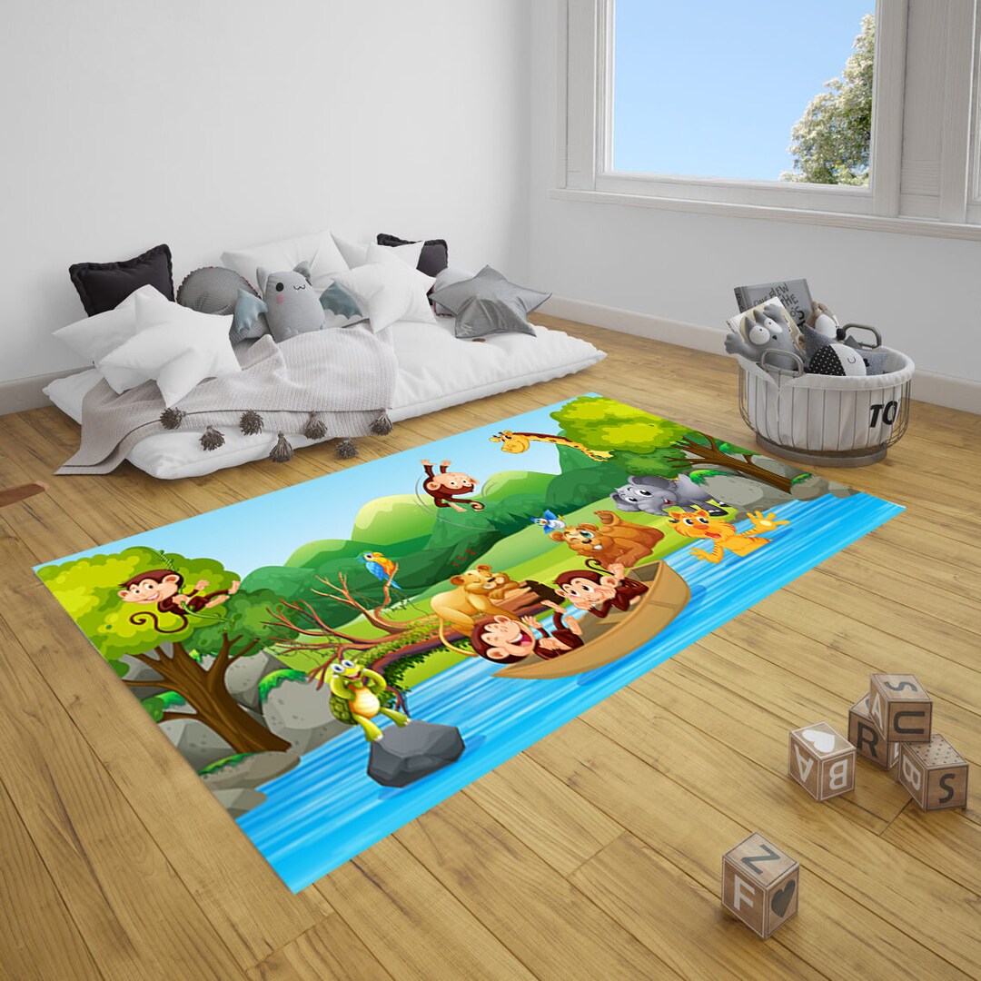 Nursery Rug, Zoo Animal Decor, Kids Room Rug, Are Rug, Childrens ...