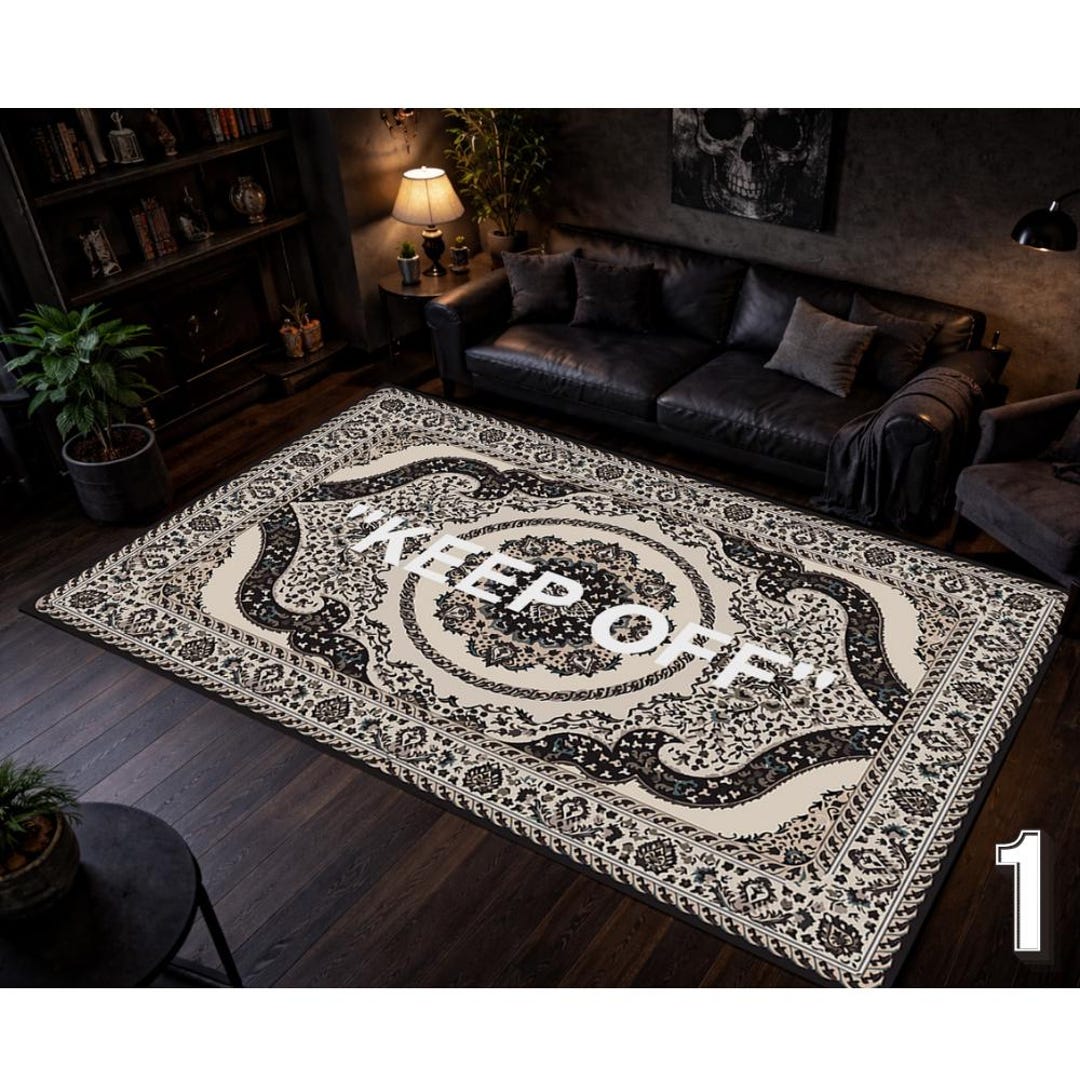 Keep off Statement Rug,modern Gothic Area Rug,dark Interior Carpet - Etsy