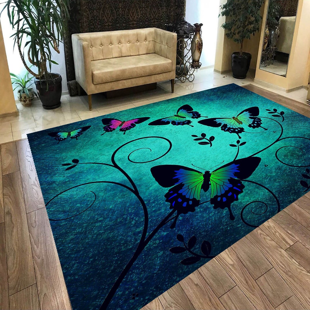 Butterflies Rug, Personalized Rug, Area Rug, Decorative Rug, Decorative ...