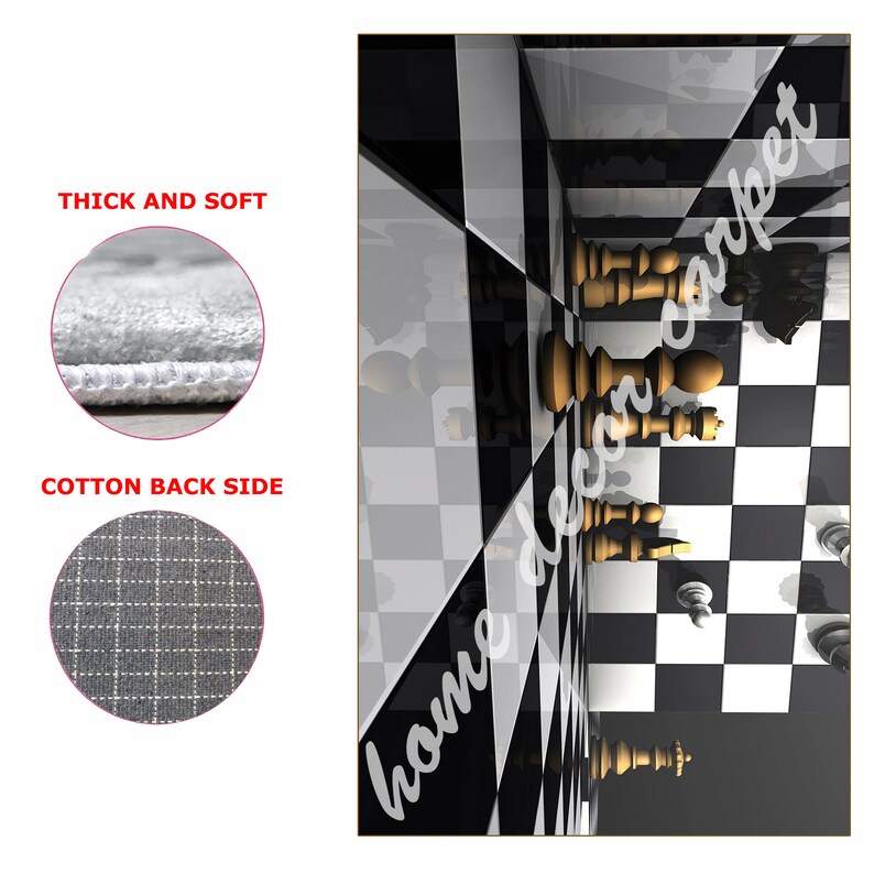 Chess Board Carpet Games Non-slip Soft Rug Black and White | Etsy