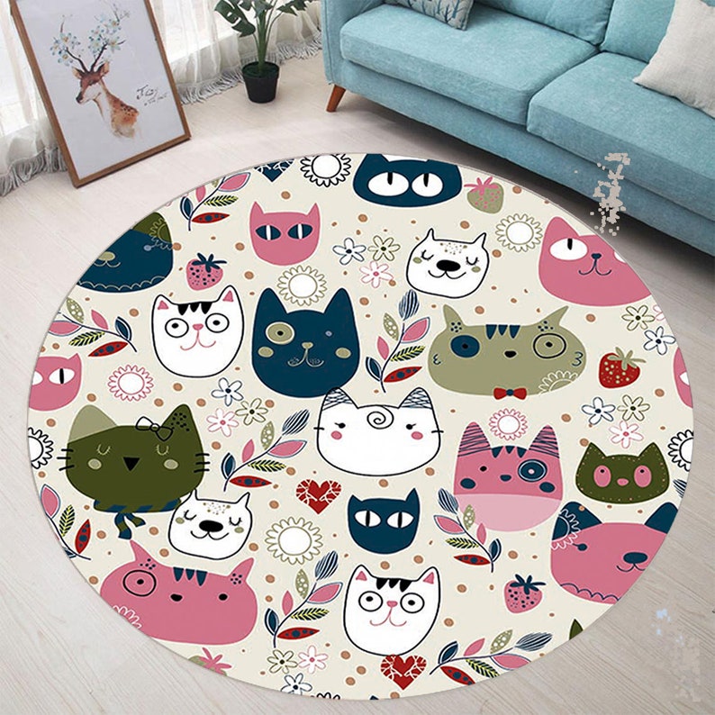 CAT RUG Kids' Room Area Rug Cute Nursery Rug Cat Rug | Etsy