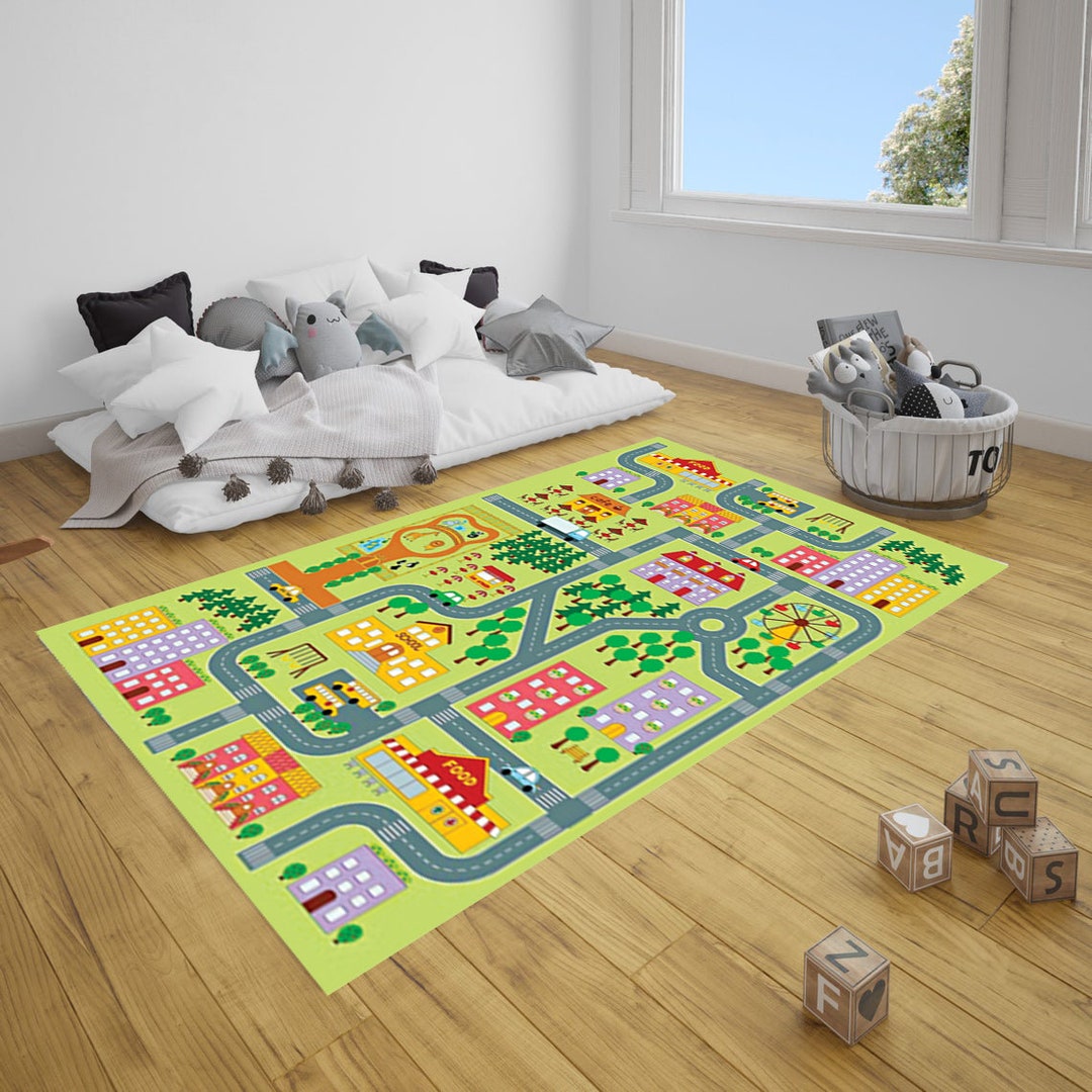 City Rug, Kids Decor Rug, City Map Carpet, Home Decor, Game Play Rug ...