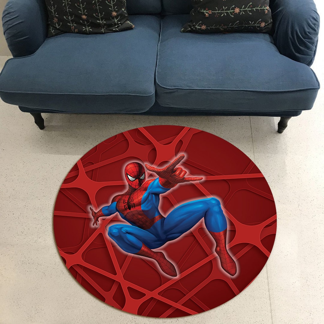 Spiderman, Spiderman Rug, Boys Room, Round Rug, Round Carpet, Spiderman ...