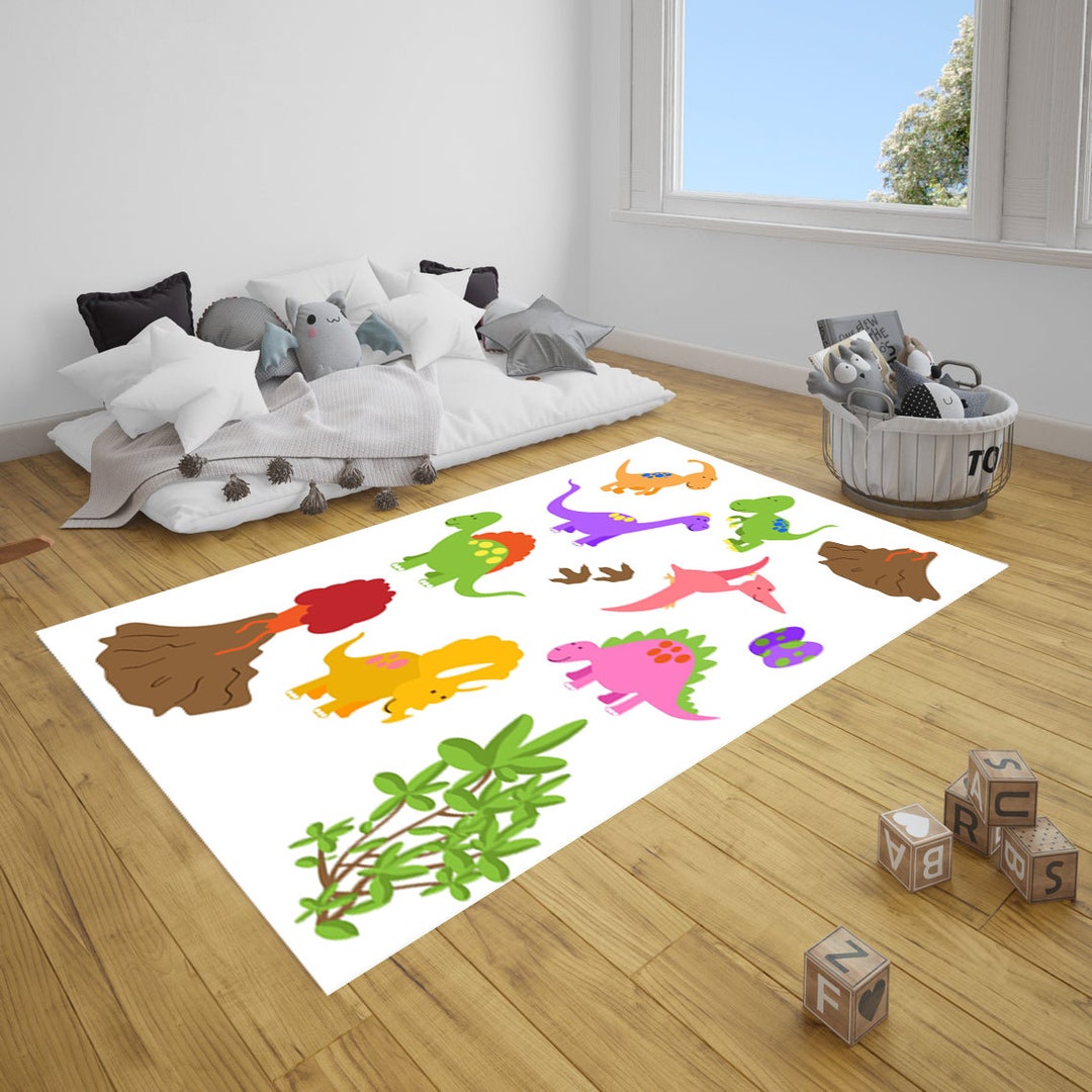 Dinosaur Park Theme Kids Room Play Mat, Play Rug, Triceratops Play Mat ...