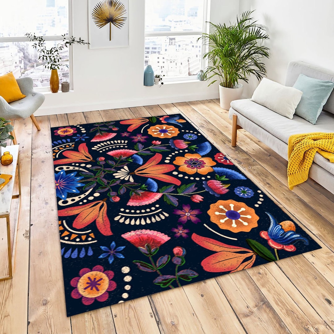 Ethnic Flower Pattern Rug, Ethnic Rug,colorful Rug,mexican Rug,ethnic ...