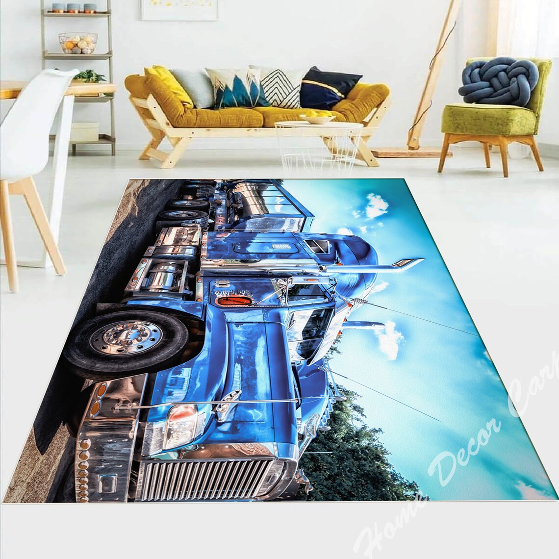 Truck Front View Rug Big Truck Rug Silhouette Personalize | Etsy