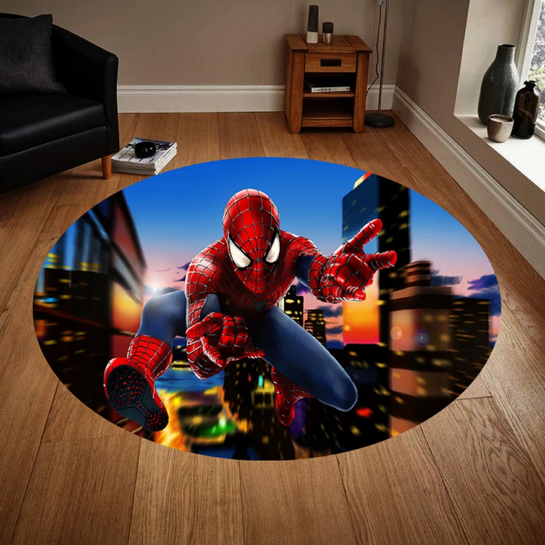Spiderman,spiderman Rug,boys Room,round Rug,round Carpet,spiderman ...