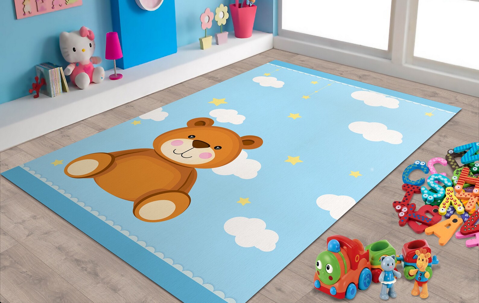 Teddy Bear Carpet Bedroom Decor Blue Carpet White Carpet Cute - Etsy
