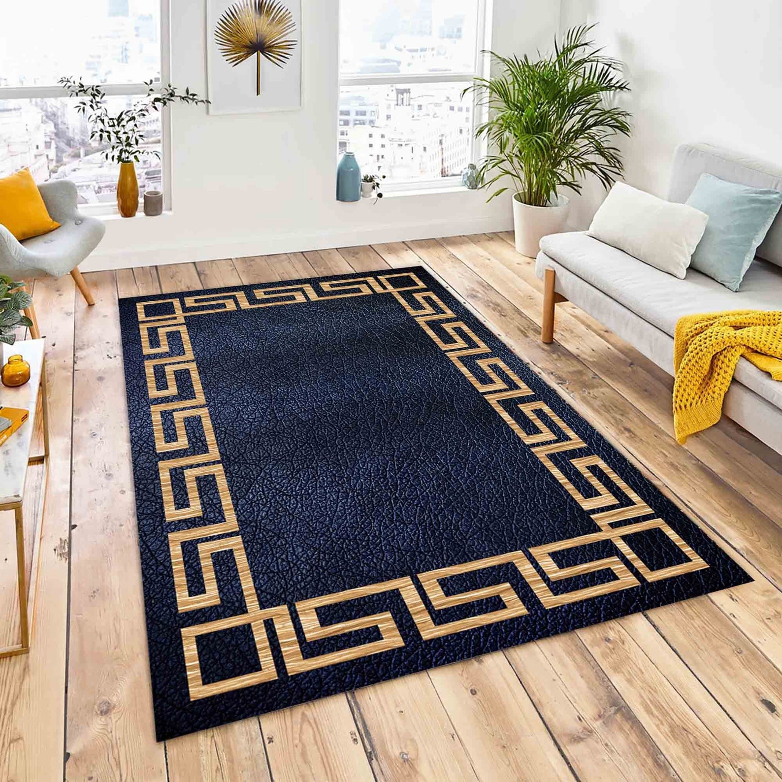 Border Carpet Rug Greece Greek Key Carpet Navy Blue Carpet - Etsy