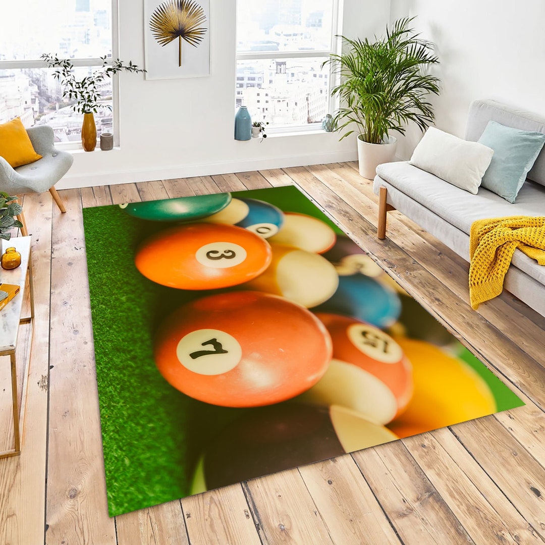 Colorful Pool Balls, Billiards Decorative Floor Rug, Billiards Fan Club ...