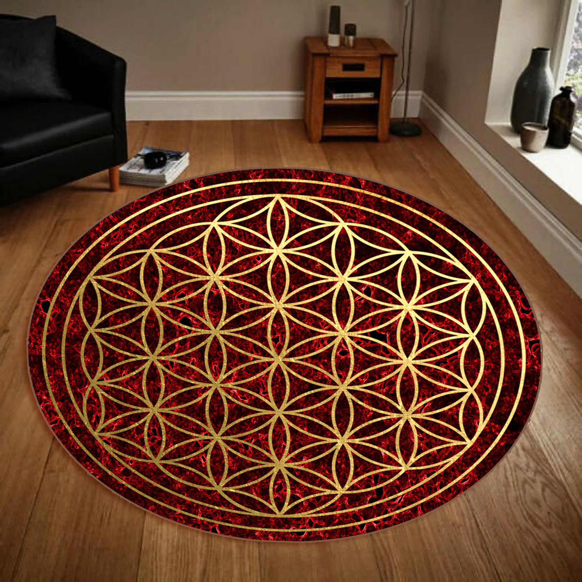 Sacred Geometry Rug Flower of life Flower of life Rug | Etsy