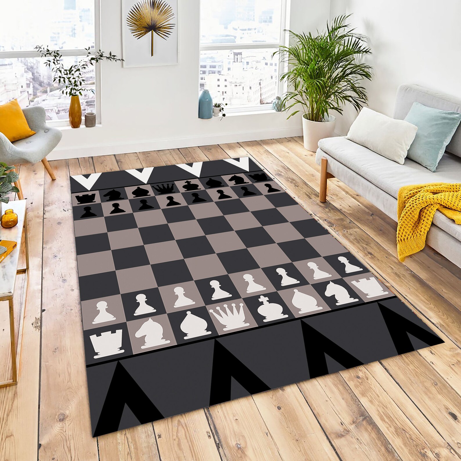 Chess Board Carpet Games Non-slip Soft Rug Black and White | Etsy