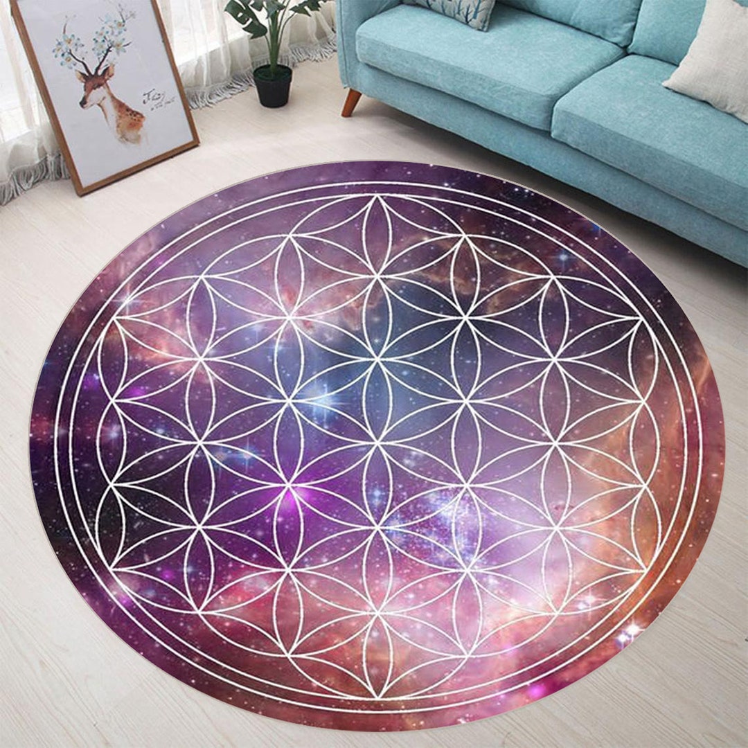 Flower of Life Rug: Sacred Geometry Spiritual Decor - Etsy