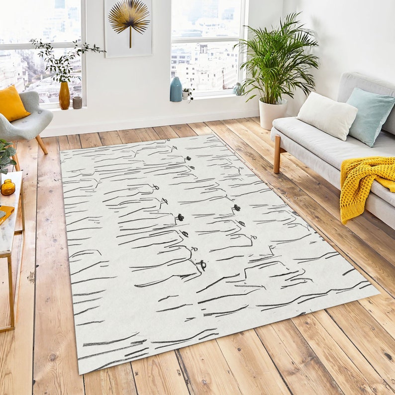 Figure Art Setch Patterned Rug Sketch Art Carpet Drawing | Etsy