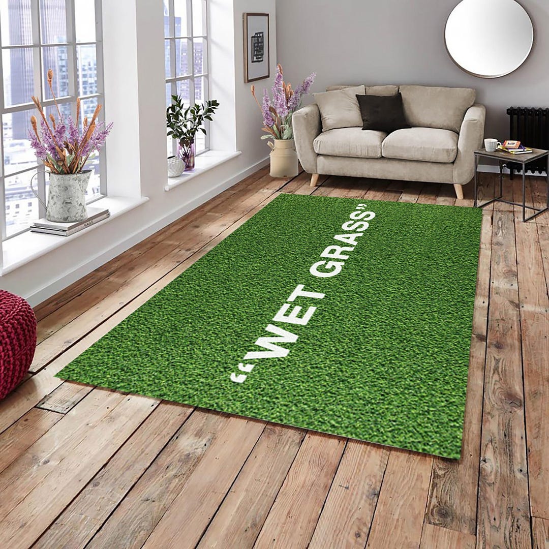 Wet Grass Patterned Rug, Wet Grass Rug, Wet Grass, 3D Patterned Non ...