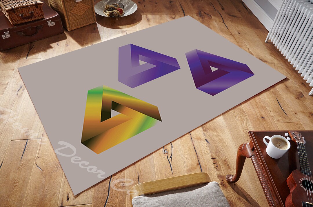 Penrose Triangle Rug, Aesthetic Rug ,geometric Shapes,colorful Rug ...