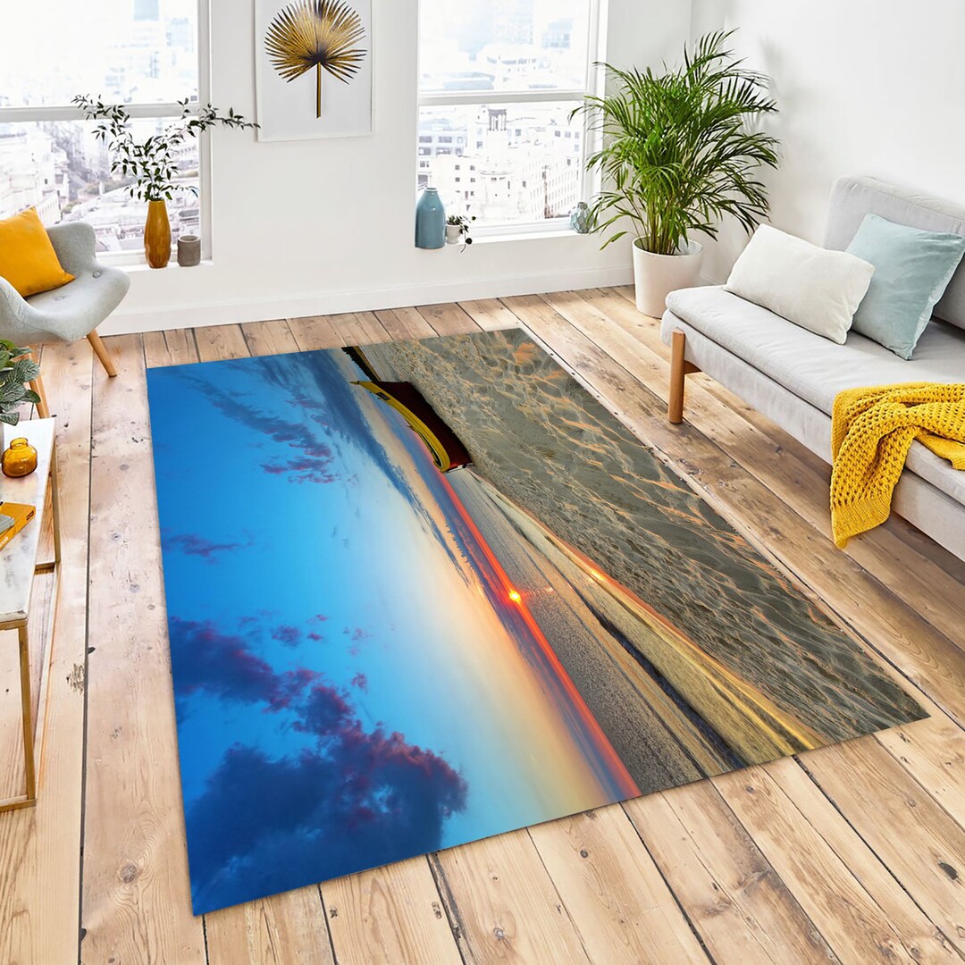 Beach Rug, Sand and Water Area Rug, Bedroom Rug, Family or Dorm Room ...