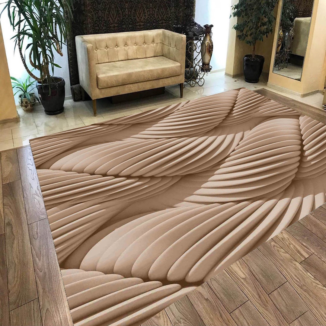 3D Printed Area Rugs, Light Brown Rug, Home Decorative Rug, Eid Gift ...