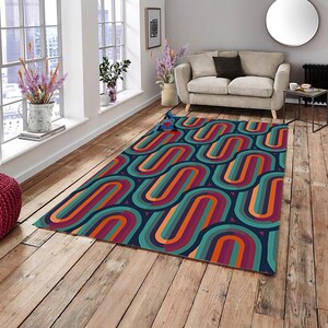 Retro Rug,retro Pattern Rug,70s Pattern Rug,line Rug Rugs for Living ...