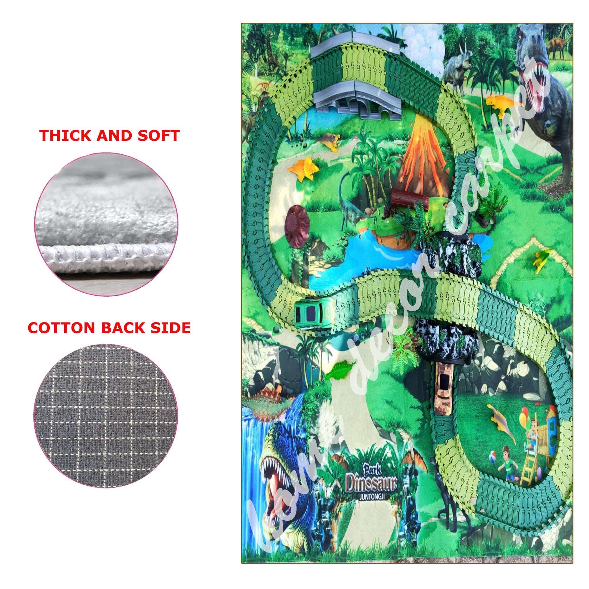 Dino World Dino town Kids Playroom Car Dinosaur Road Mat | Etsy